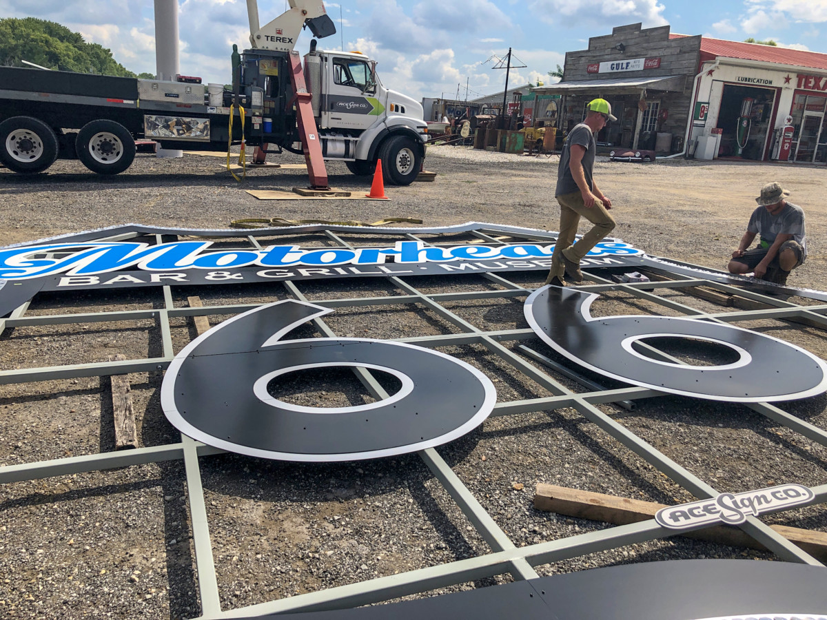 Motorheads Route 66 Pylon - Ace Sign Co